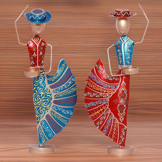 Colorful Dancers Iron Showpiece with Tealight Candle Holder - Figurine ...