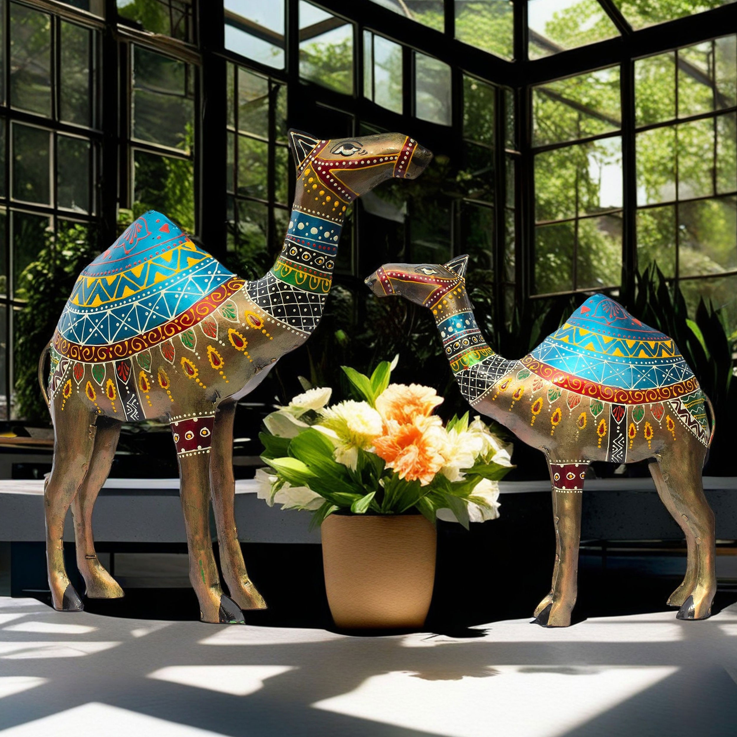 Royal Rajasthani Handcrafted Iron Camel Statues - Set of 2: Exquisite ...