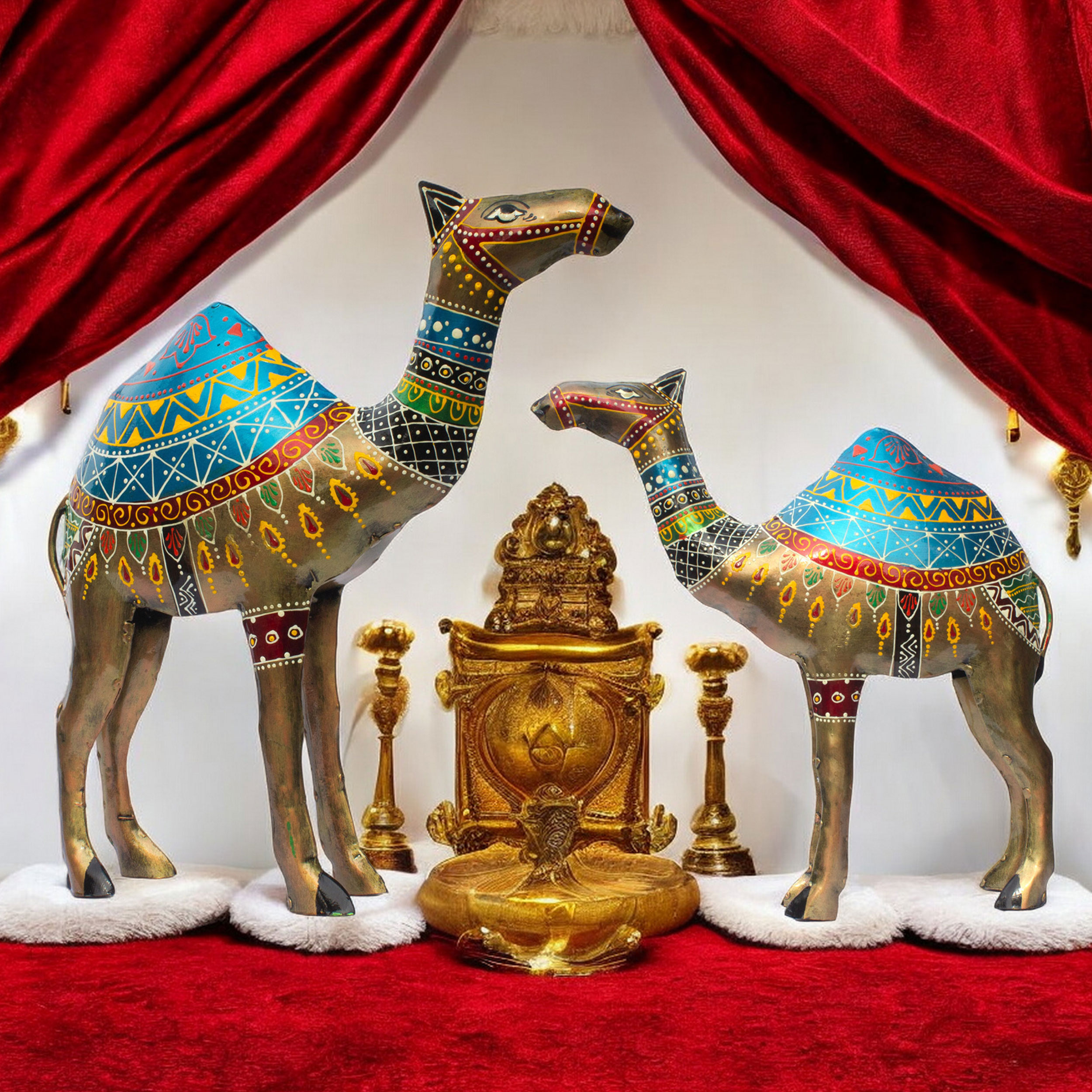 Royal Rajasthani Handcrafted Iron Camel Statues - Set of 2: Exquisite ...
