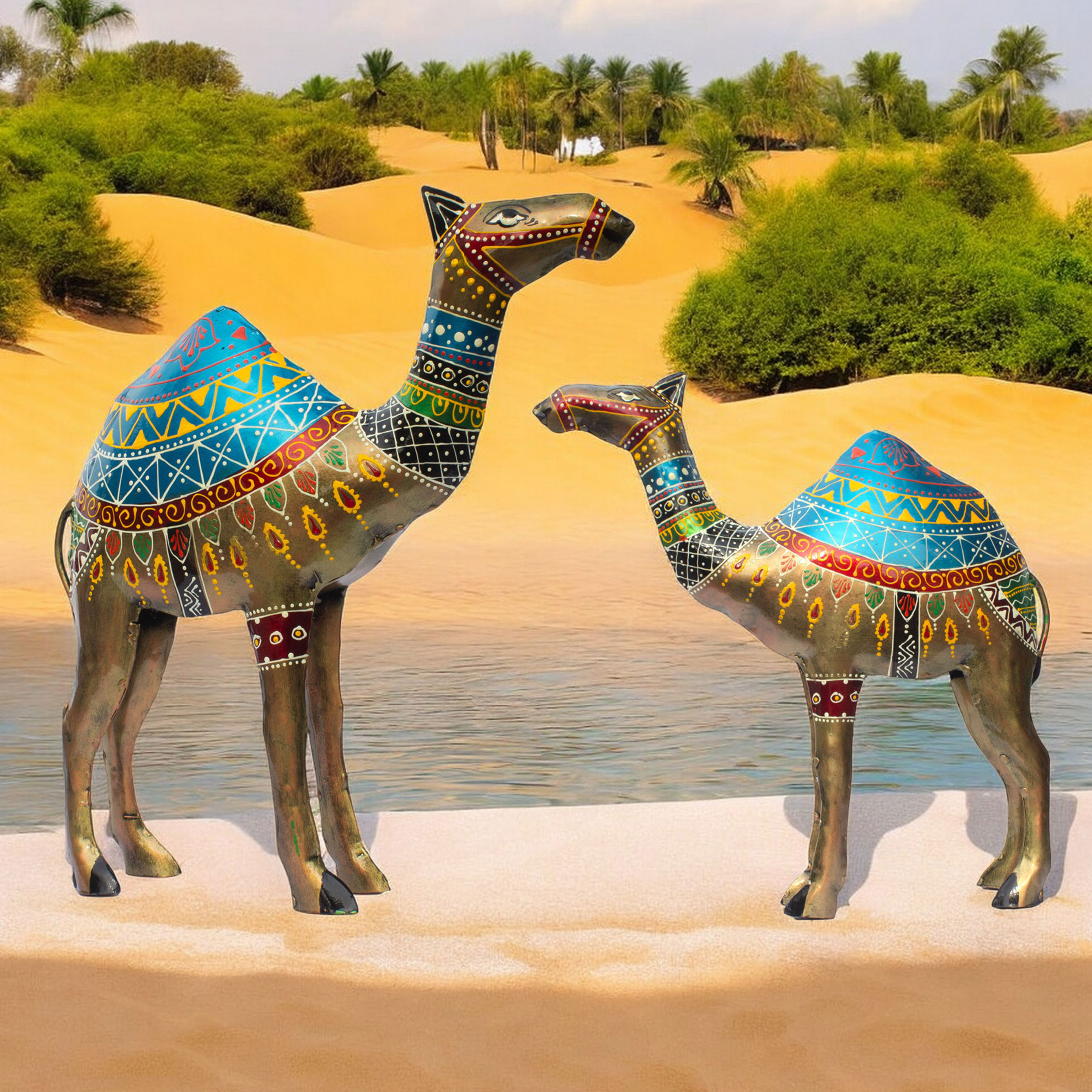 Royal Rajasthani Handcrafted Iron Camel Statues - Set of 2: Exquisite ...